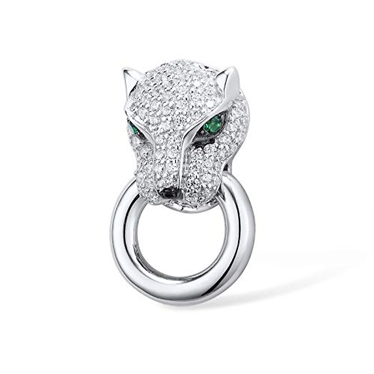Santuzza Panther Pendant 925 Sterling Silver Leopard Pendants White Cubic Zirconia Green Spinel Jaguar Jewelry