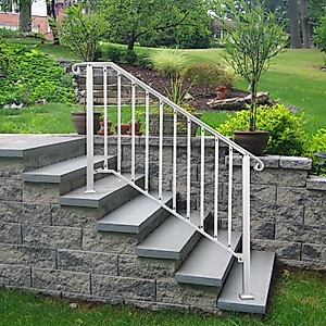 Zwinz Adjustable Handrails for Outdoor Steps, Handrail Picket #4 Fits 4 or 5 Steps, Mattle Wrought Iron Handrail, Stair Rail with Installation Kit for Outdoor Steps