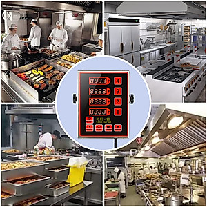 Li Bai 4 Channels Commercial Kitchen Timer Restaurant Timers Multi-Function Digital Timer with Loud Alarm 4 Events Adjustable Cooking Reminder Stainless Steel 110V for Home Kitchen Restaurant