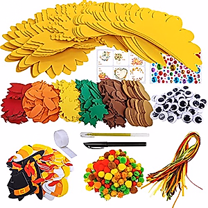 Winlyn 24 Sets Thanksgiving Turkey Ornaments Decorations Art Sets DIY Thanksgiving Craft Kits Fall Crafts Autumn Leaf Pumpkin Turkey Foam Stickers Arts and Crafts for Kids Party Classroom Activities