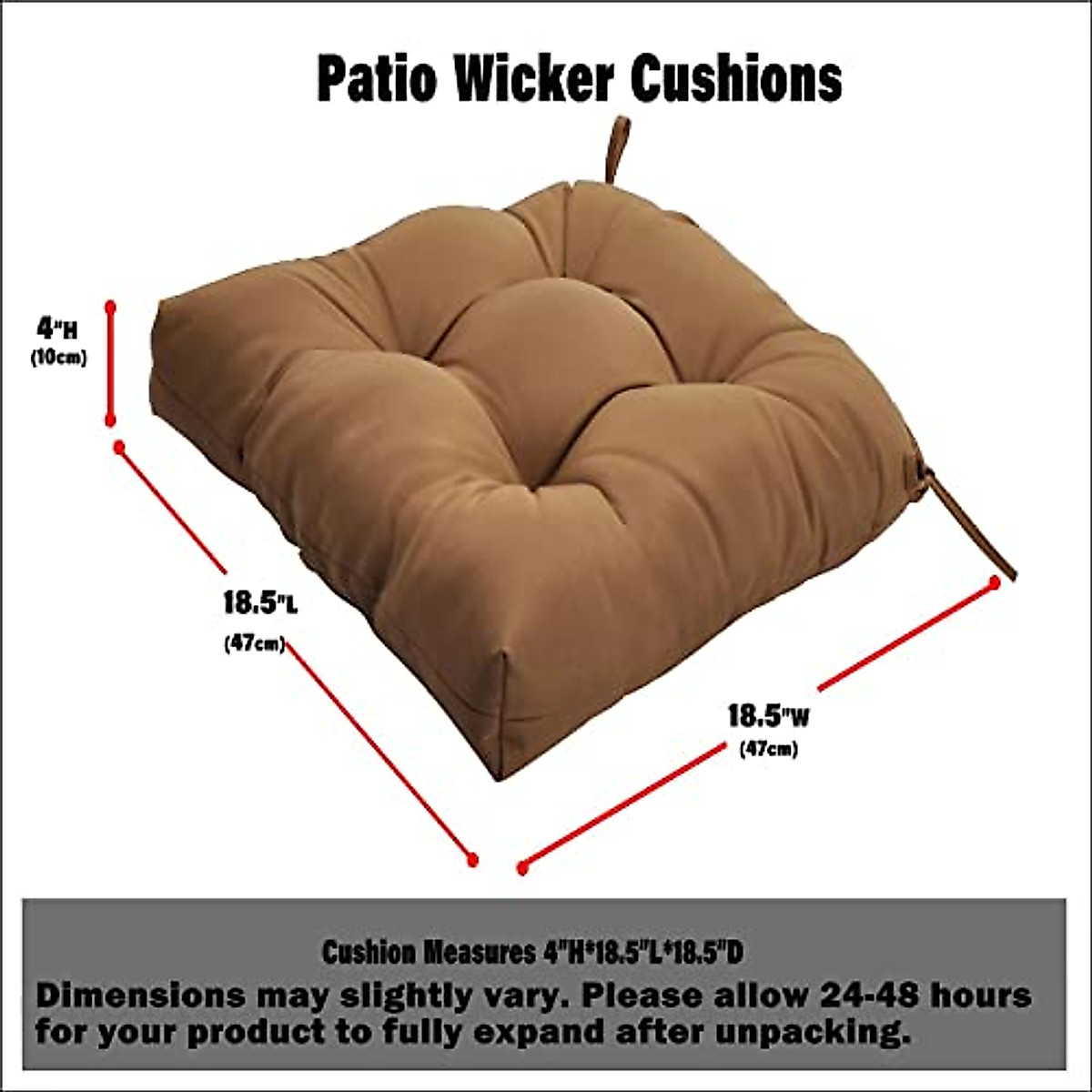 Kunste Patio Furniture Cushions Sets Tufted Wicker Settee Bench Cushions Indoor Outdoor 1 Loveseat 2 Seating Cushions Light Coffee