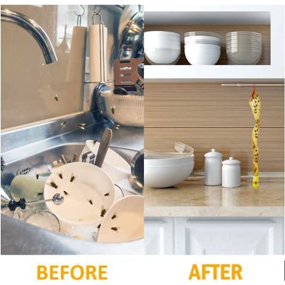 Dwcom 20 Packs Fly Tape, Fly Strips, Fly Paper Strips Roll Ribbon, Sticky Fruit Fly Traps Hanging Catcher Gnat Fungus Trap Killer for Indoors Outdoors