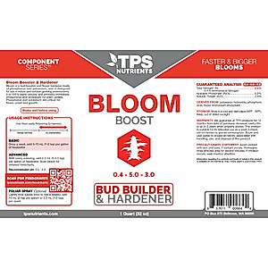 Bloom Bud Builder & Flower Hardener Plant Nutrient and Supplement, Triggers Fast Flowering by TPS Nutrients, 1 Quart (32 oz)