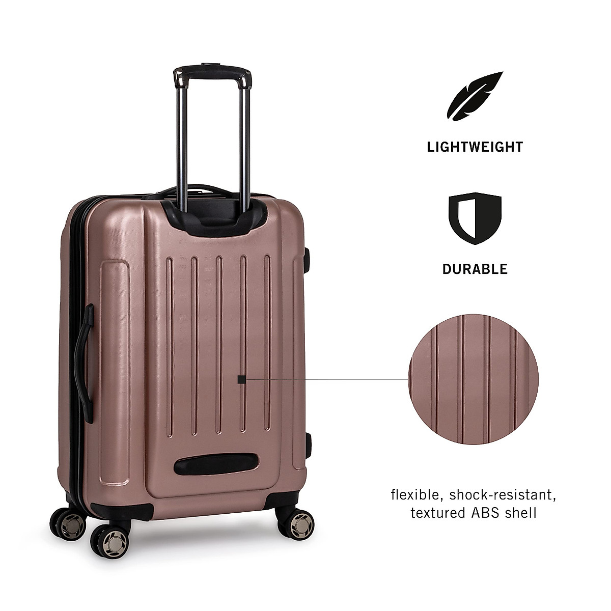 Kenneth Cole REACTION Renegade Luggage Expandable 8-Wheel Spinner Lightweight Hardside Suitcase, Rose Gold, 3-Piece Set (20"/24"/28")
