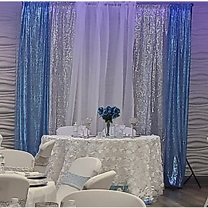 Poise3EHome 2Pcs 3Ft x 8Ft Silver Sequin Backdrop Curtain, Glitter Photography Background, Sequence Xmas Thanksgiving Backdrop for Wedding Party Holiday Festival Decor