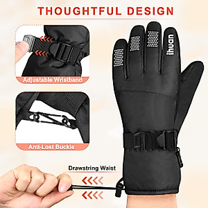 ihuan Winter Ski Snowboard Gloves Men Women - Cold Weather Gloves Touchscreen Fingers, Waterproof Snow Snowboarding Gloves…