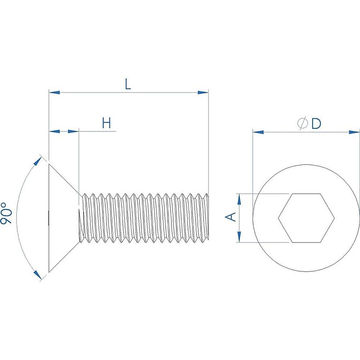 Fullerkreg 18-8 Stainless Steel Hex Drive Flat Head Screw M5 x 0.8 mm Thread, 20 mm Long,Packs of 50