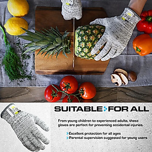 Glove Station Ultra Durable Series Cut Resistant Gloves - Cutting Gloves for Chefs, BBQ and Cooking - Level 5 Protection, Food Grade Safe Cut - Grey, Medium Size