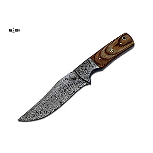 PAL 2000 KNIVES DAM-6010 Handmade Damascus Steel Knife laminate wood with Leather Sheath