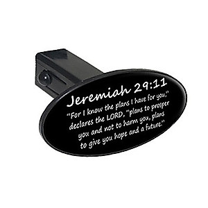 Jeremiah 29-11 - Christian Bible Verse Oval Tow Trailer Hitch Cover Plug Insert 2"
