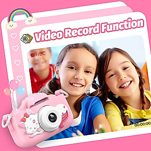Goopow Kids Digital Camera, Pink Purple, 32GB MicroSD Card Included, Shockproof and Durable for Girls Ages 3-10