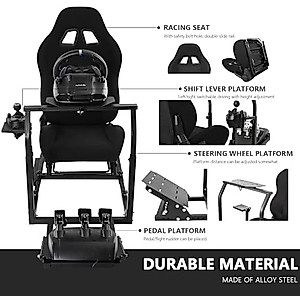 Anman G29 Universal Large Racing Simulator Cockpit with Black Seat Fit for Logitech G920 G923,Thrustmaster T80 T300RS TMX T150,Fanatec,Full Upgrade Steering Wheel Pedal Gear Shift Lever NO Steering wh