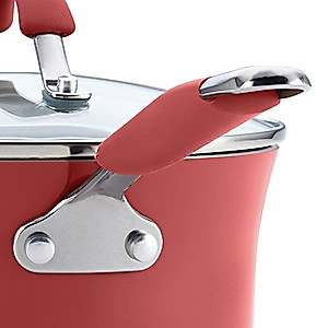 Rachael Ray Cucina Nonstick Cookware Pots and Pans Set, 12 Piece, Cranberry Red