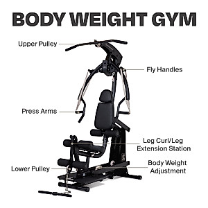 Centr Body Weight Home Gym Machine – Full Body Workout System with Cable Pulley, Leg Extension & Curl Station – Upper & Lower Body Strength Training Equipment for Home