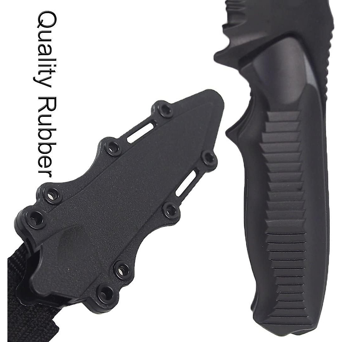 ESH7 Tactical Rubber Knife Military Enthusiasts Funning Cosplay Toy Sword Training Props War Game Knife Dagger Blade Rubber Fake Knives with Scabbard/Sheath