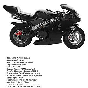 Mini Gas Motorbike-2-Stroke 49cc Gas Tank Mini MotorcycleHigh Brightness Dual Headlights Rubber Handlebar 1.25L Gas Tank Mini Motorcycle Strong Power 170 lbs Mini Bike Motorcycle (black)[Fast Arrival]