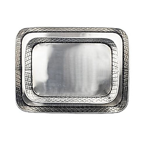 Tablecraft Lattice Collection 12 x 9 x 1.5" Rectangular Platter, Stainless Steel