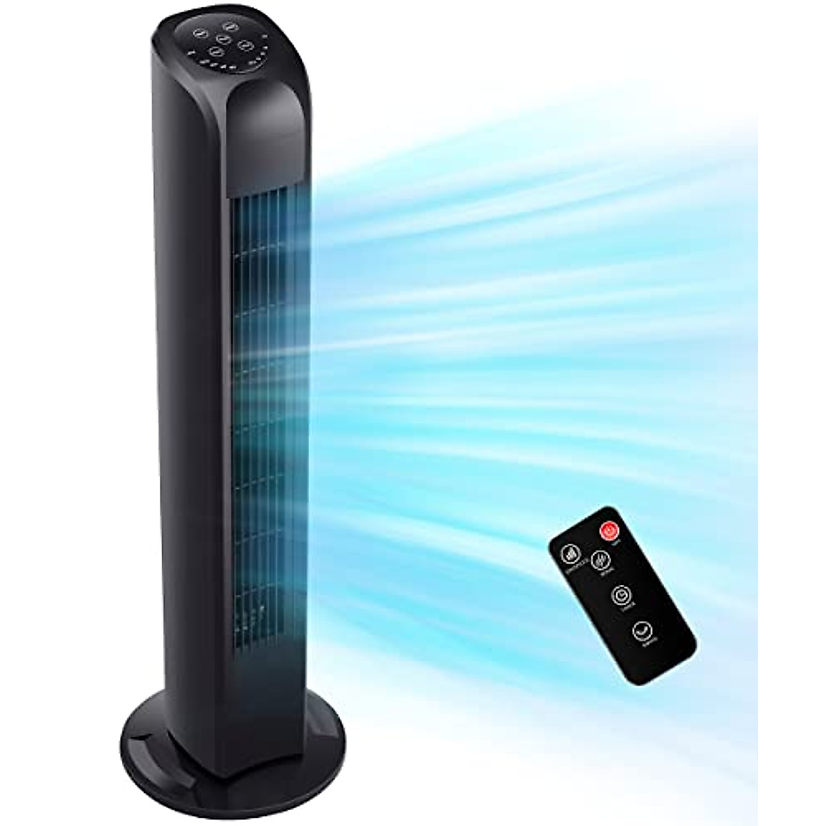 KEGIAN Portable Electric Oscillating Standing Floor Fan for Bedroom with Remote, 3 Wind Speeds 3 Modes, Quiet Cooling for Office,Home, Tower Fan 30" Black…