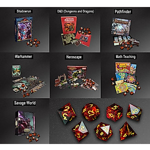 ATNPNTR DND Dice Set Sharp Edge Polyhedral Inclusions for Tabletop Role Playing Game TTRPG Dungeons & Dragons Beautiful Aesthetic Conscious RPG Player Red Ruby
