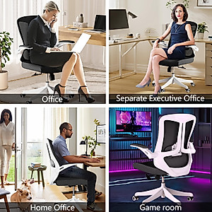 balmstar Desk Office Chair, Ergonomic Comfy Office Chairs, High Back Gaming Chair with Wheels, Home Mesh Computer Chair-350LBS Capacity, Lumbar Support, Adjustable Headrest, Flip-up Armres