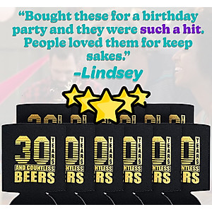 Happy 30th Birthday Decorations for Him and Her Can Cooler 12 Pack - Dirty 30 Birthday Decorations for Her and Him, Insulated Thermocoolers - Black & Gold (Original) (Original, Regular)