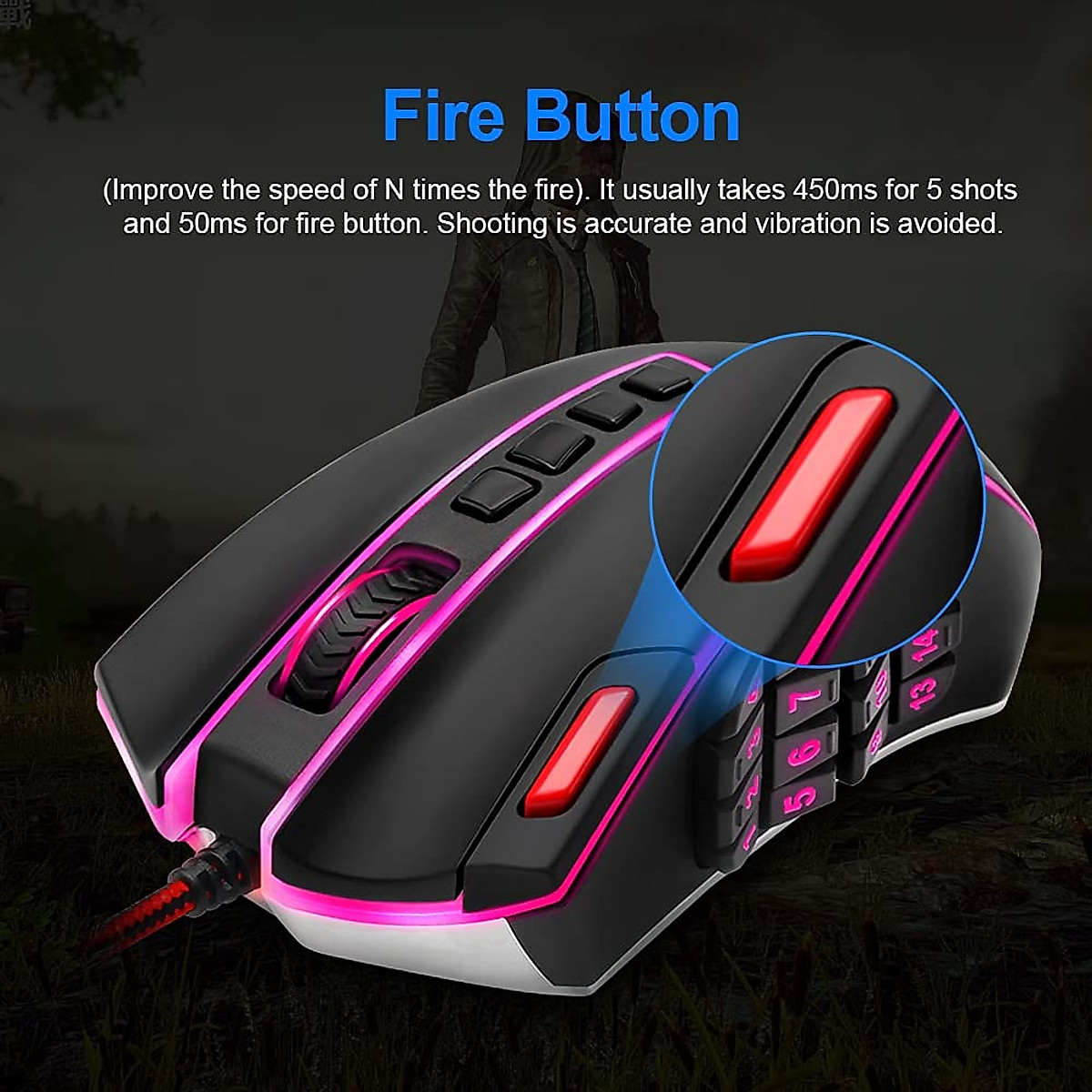 M990 USB wired RGB Gaming Mouse 24000DPI with 24 programmable Buttons