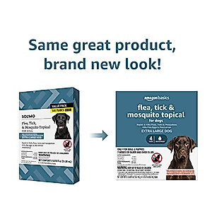 Amazon Basics Flea, Tick & Mosquito Topical Treatment for X-Large Dogs (over 55 pounds), 6 Count (Previously Solimo)