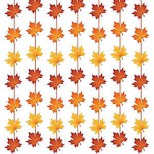 Ceenna Thanksgiving Maple Leaf Garland Artificial Maple Leaves Plants Farmhouse Vine Hanging Garland for Home Garden Kitchen Office Wedding Wall Doorway Party Backdrop Fall Thanksgiving Garland Decor