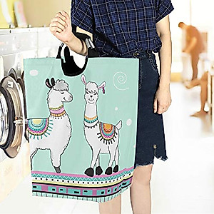 visesunny Cute Llama Animal Large Capacity Laundry Hamper Basket Water-Resistant Oxford Cloth Storage Baskets for Bedroom, Bathroom, Dorm, Kids Room