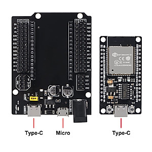 AITRIP 2 Sets ESP-WROOM-32 ESP32 ESP-32S Type-C USB Development Board Type-C USB CH340C WiFi+Bluetooth Ultra-Low Power Dual Core ESP32-DevKitC-32 ESP-WROOM-32 Expansion Board for Arduino