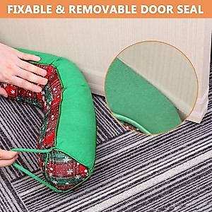 Triangle Under Door Draft Stopper Noise Blocker 30 Inches for Door Bottom Air Seal Insulation and Soundproof, Heavy Duty Weather Guard Snake Stripping, Tartan Check Green and Snowflake