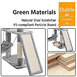 Yaheetech 70 inches Stable Cat Tree with Padded Platform, Replaceable Dangling Balls, Hammock, Basket and Condo, Cat Tower Furniture for Kittens, Cats and Pets