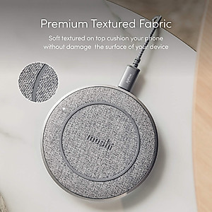 Moshi Otto Q Wireless Charger, Qi-Certified, Soft Textured Fabric, Fast Wireless Charging 15W Max Compatible with Galaxy 21, iPhone 12, iPhone 11, AirPods Pro, Note, Pixel (No AC Adapter)