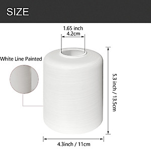 White Line Painted Glass Shade, Cylinder Globe replacement for Vanity Light, Chandelier (white, 3 Pack)