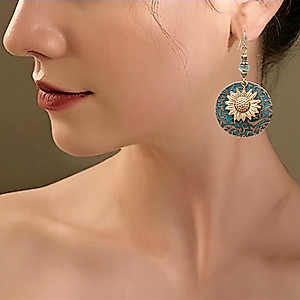 la luen Sunflower Dangle Earrings,Boho Fashion Elegant Vintage Round Ethnic Hook Earrings for Women (Bohemian style)