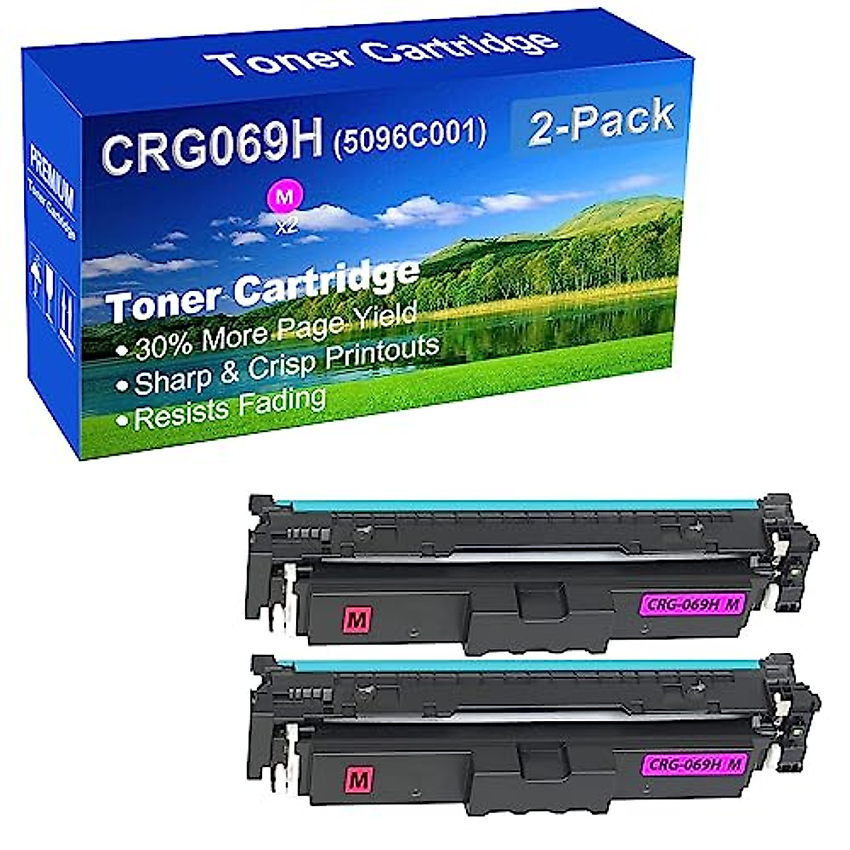 2-Pack (Magenta) Compatible High Capacity CRG-069H CRG069H (5096C001) Toner Cartridge Used for Canon MF753Cdw MF751Cdw LBP674Cdw LBP673Cdw LBP674Cx MF752Cdw MF756Cx Printer