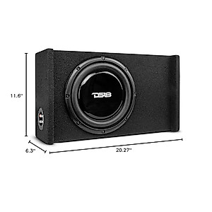 DS18 EN-DF10 10" Shallow Thin Subwoofer Enclosure Down-Firing Compact Sealed Design for Car Trucks 600 Watts Black