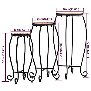 CUMYZO Mosaic Tables 3 pcs Terracotta Ceramic 11.1kg/24.42ib Plant Stands