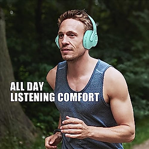 KVIDIO [Updated] Bluetooth Headphones Over Ear, 65 Hours Playtime Wireless Headphones with Microphone,Foldable Lightweight Headset with Deep Bass,HiFi Stereo Sound for Travel Work Cellphone (Green)