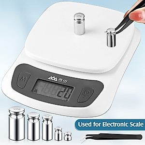 TOODOO 1g 2g 5g 10g 20g Gram Set for Digital Scale Balance and 1 Piece Calibration Weight Tweezer, Silver