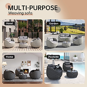 ercimi 4 Pieces Set Aluminum Outdoor&Indoor Sofa, Modern Patio Furniture Set Conversation Set with Soft Cushion and Coffee Table for Balcony Garden，Black