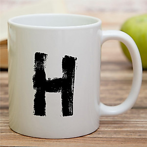 Retreez Initial A-Z Hand Drawn Grunge Alphabet Monogrammed Monogram Mug 11 Oz Ceramic Tea Coffee Mugs - Appreciation Thank You Holiday Birthday Gifts for her friend coworker sister bestie - H Initial