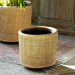 Park Hill Collection ECW16003 Woven Rattan Plant Basket, 12"