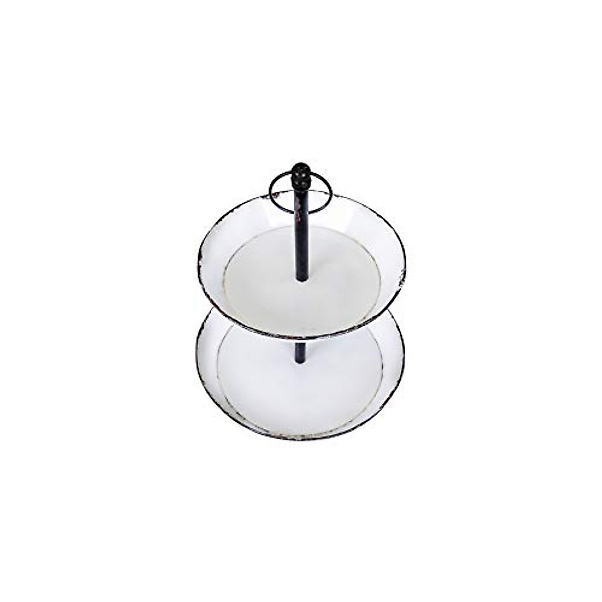 Creative Co-Op DA8538-1 2 Tier White Decorative Metal Tray