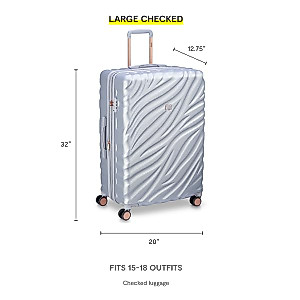 Delsey Paris Alexis Hardside 3-Piece Set, Expandable Luggage with 4 Spinner Wheels, Lightweight Suitcase, 21" Carry-On, 25" Checked Medium, 29" Checked Large, Silver/Rose Gold