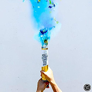 Sweet Baby Co. Baby Gender Reveal Confetti Cannon with Color Powder Boy or Girl Blue Confetti Smoke and Pink Confetti Smoke, Set of 4 | Twinkle Twinkle Little Star Party Poppers | Holi Popper Sticks