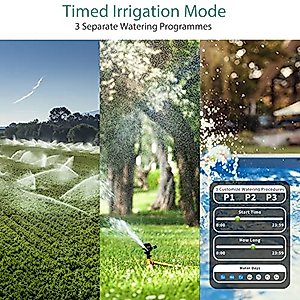 Water Sprinkler Timer, Diivoo Programmable Irrigation Hose Timer with 3 Individual Watering Programs and Rain Delay for Garden Lawn, Pool Filling,Blue