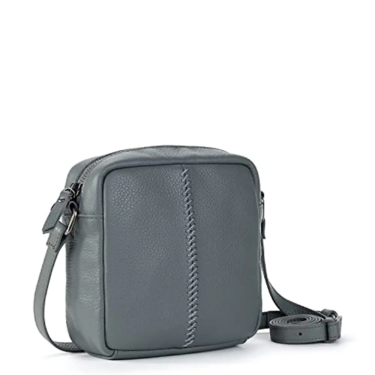 The Sak Maisie Square Crossbody in Leather, Adjustable Strap, Dusty Blue