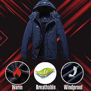 MOERDENG Men's Mountain Waterproof Ski Jacket Windproof Rain Windbreaker Winter Warm Hooded Snow Coat