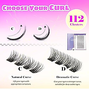 GAQQI Lash Clusters, GQ19 Individual Lashes 168pcs C Curl, DIY Lash Extension 10-16mm Mixed Length False Eyelash Clusters, Natural & Wispy Lash Wisps (GQ19,C Curl,10-16mm)